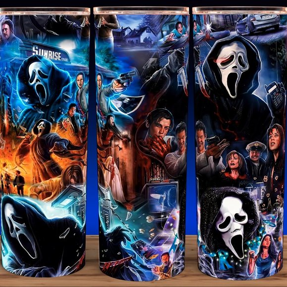 Dining | Scream Ghostface Horror Movie Collage Cup Mug Tumbler 2oz ...